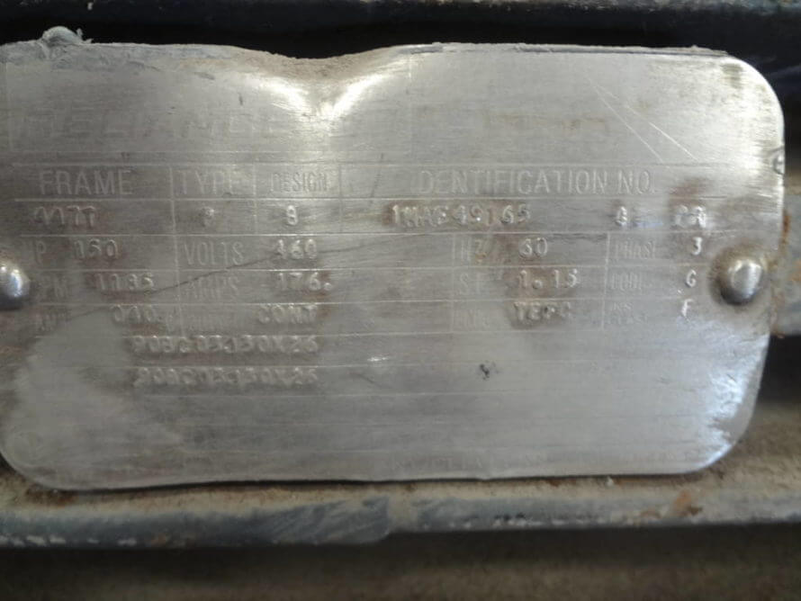 150 HP, 1200 RPM, Reliance, FRAME 447T, BBTEFC, 460V - East Coast ...
