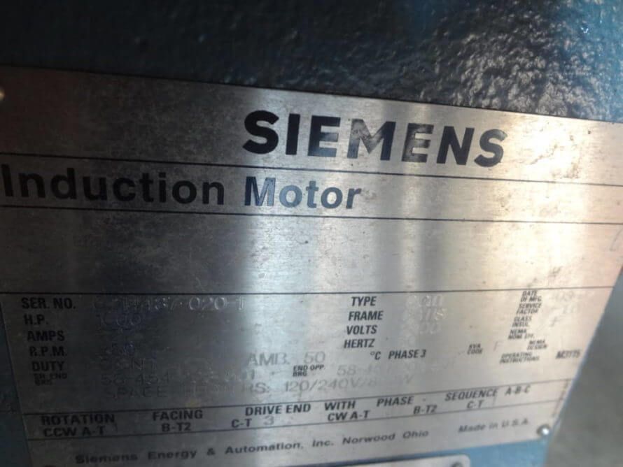 1000 HP, 900 RPM, Siemens, FRAME 6811S, WPII, 2300V - East Coast ...